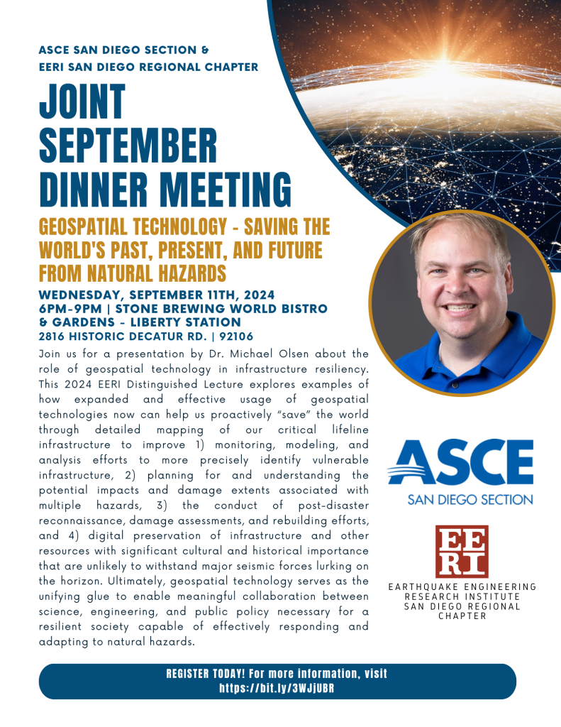 ASCE EERI September 2024 Joint Dinner Meeting : San Diego Regional Chapter